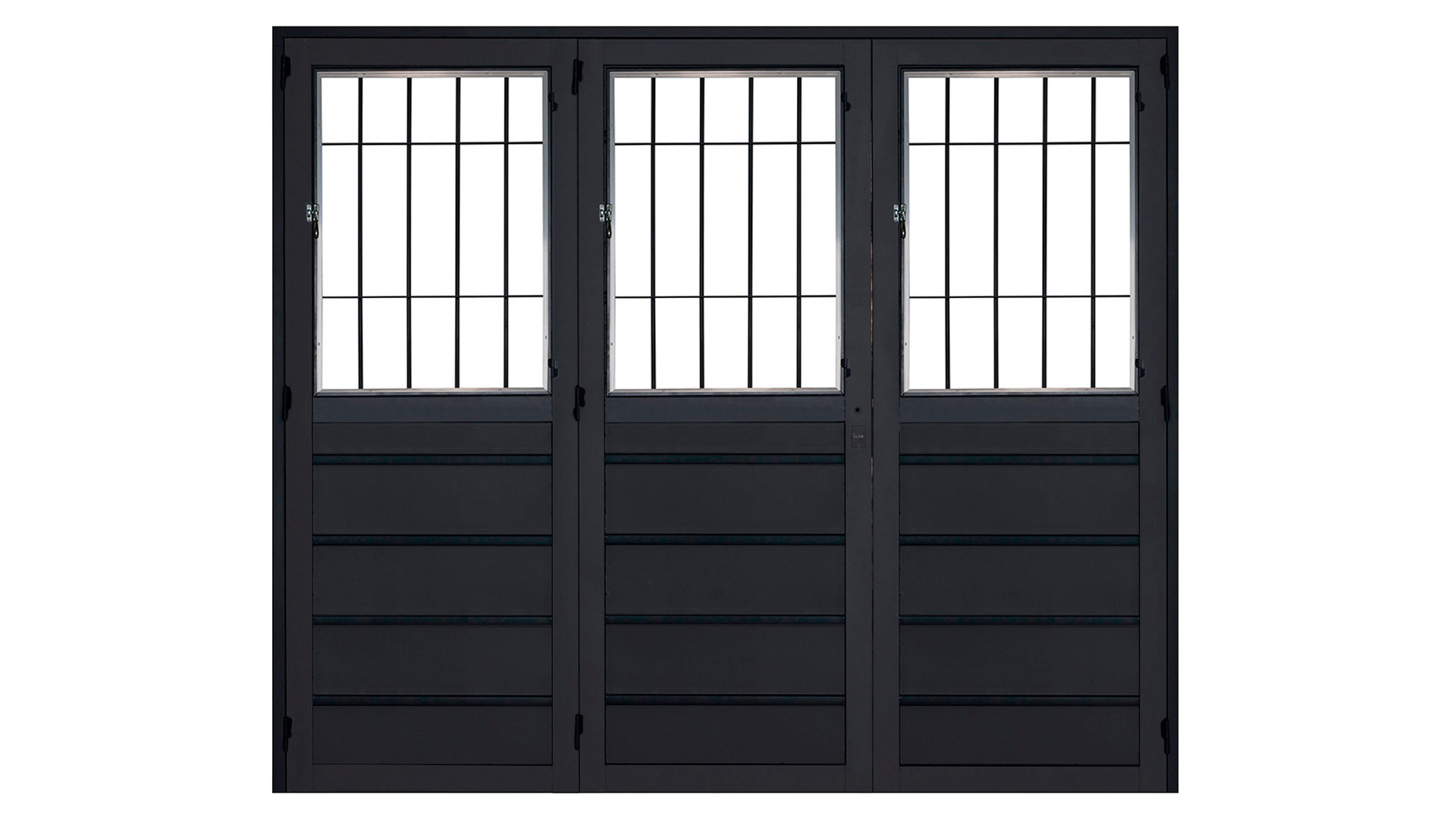 Portón triple hoja con ventana 1-2 vidrio – Inmecar